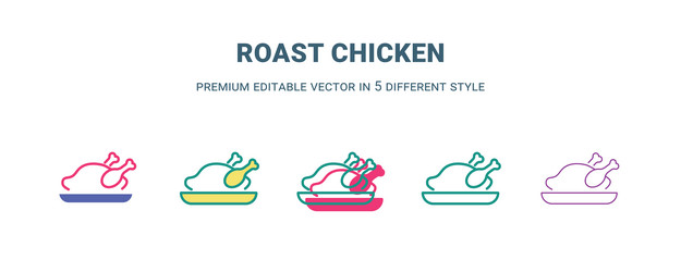 Beijing roast duck icon in 5 different style Vector Image