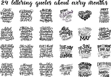 Hand drawn lettering names of months and doodles Vector Image