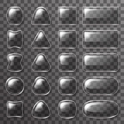 Glass plate ui buttons icons transparent Vector Image