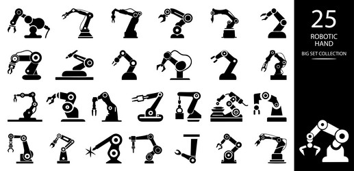Robotic hand manipulator silhouette symbol icon Vector Image