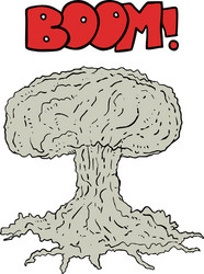 Nuclear bomb explosion engraving Royalty Free Vector Image