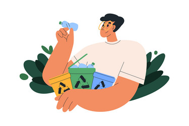 Man sorting garbage concept Royalty Free Vector Image