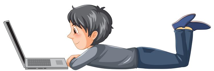 A man using laptop cartoon Royalty Free Vector Image