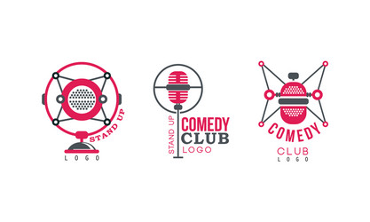 Stand up club logo design set comedy show retro Vector Image