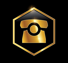 Golden phone logo icon Royalty Free Vector Image