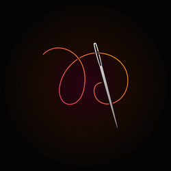 Golden needle with a thread in the form of heart Vector Image