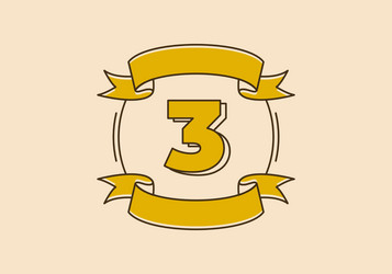 Retro frame with number three Royalty Free Vector Image