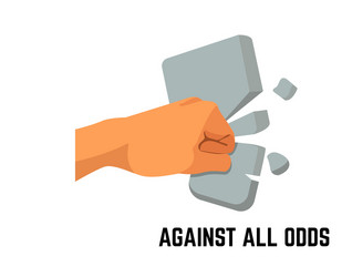 Against all the odds fist is breaking stone Vector Image