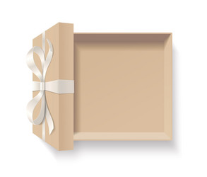 Open empty paper red gift box with gold ribbon Vector Image