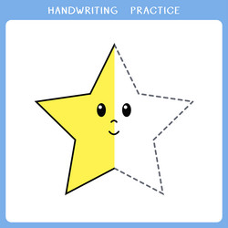 Handwriting practice worksheet with cute star Vector Image