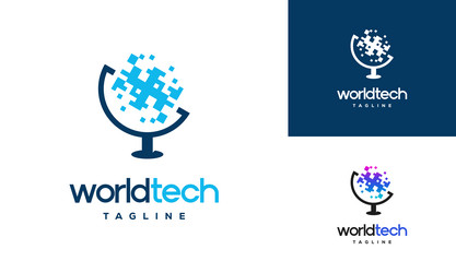 World tech logo designs concept technology Vector Image