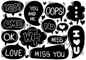 0015 hand drawn background set cute speech Vector Image