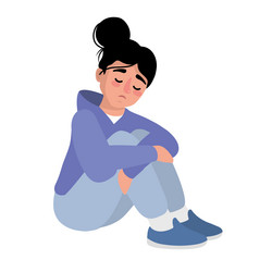 Autism girl sad Royalty Free Vector Image - VectorStock