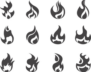 Fire flame burning hot glow flat design icons set Vector Image