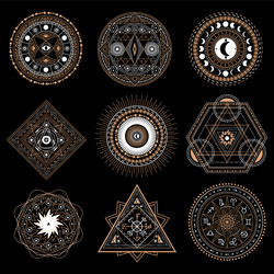 Witchcraft circular symbols magical spell circle Vector Image