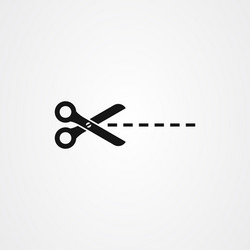 Set black scissors with cut lines on white Vector Image