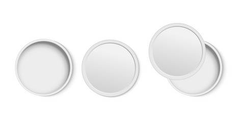 Open round metal box Royalty Free Vector Image