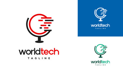 World tech logo designs concept technology Vector Image