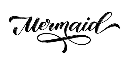 Little mermaid text logo calligraphy Royalty Free Vector