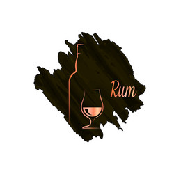 Rum bottle with glass logo on black background Vector Image