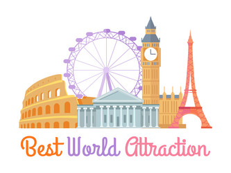 Best world attractions cartoon set Royalty Free Vector Image