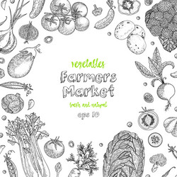 Farmers market menu design template vegetarian Vector Image