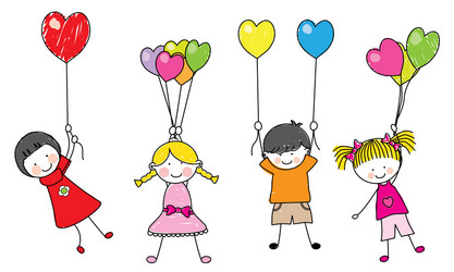 Group of children with a heart Royalty Free Vector Image