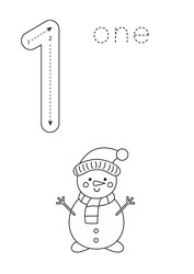 Flashcard number 1 preschool worksheet black Vector Image