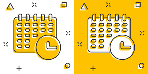 Calendar icon in comic style agenda cartoon Vector Image