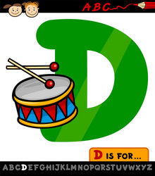 Letter d with drill cartoon Royalty Free Vector Image