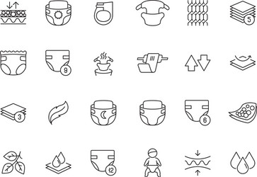 Baby absorbent diapers linear icon newborn Vector Image