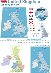 Map united kingdom with counties Royalty Free Vector Image