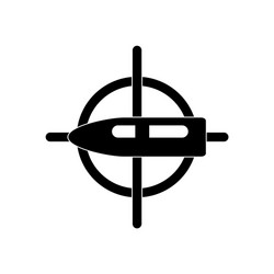 White icon on black background aim bullet Vector Image