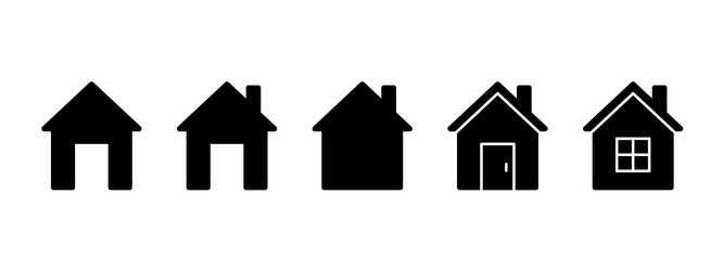 Home house building line icon set house front Vector Image