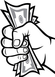 Hand holding money drawing Royalty Free Vector Image