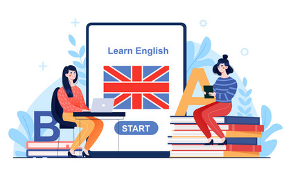 Students learning english language online Vector Image