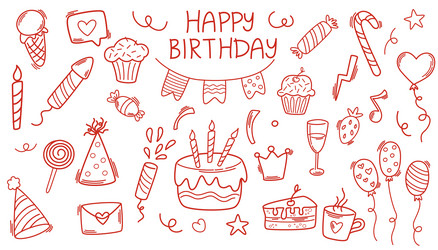 Set of birthday decorations and decorations Vector Image
