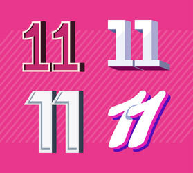 Six numbers eleven Royalty Free Vector Image - VectorStock