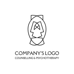 Logo - two faces masks psychotherapy Royalty Free Vector