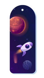 Space bookmark with rocket concept Royalty Free Vector Image