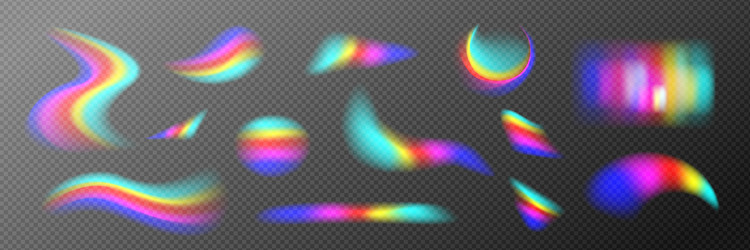 Rainbow light effects streak overlay Royalty Free Vector