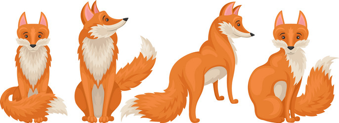 Flat icon of sitting red fox side view Royalty Free Vector