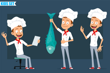 Cartoon chef fish characters Royalty Free Vector Image