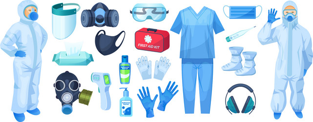 Medical personal protective equipment set safety Vector Image