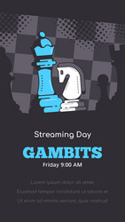 Modern trendy story template for chess streaming Vector Image