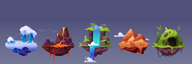 Flying game island platform Royalty Free Vector Image