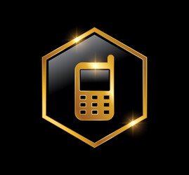 Golden phone logo icon Royalty Free Vector Image
