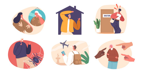 Human fears concept with characters afraid Vector Image