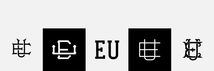 Luxury initial letters eu logo design Royalty Free Vector