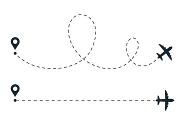 Airplane line path route Royalty Free Vector Image